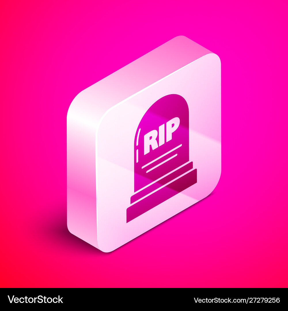 Isometric tombstone with rip written on it icon Vector Image