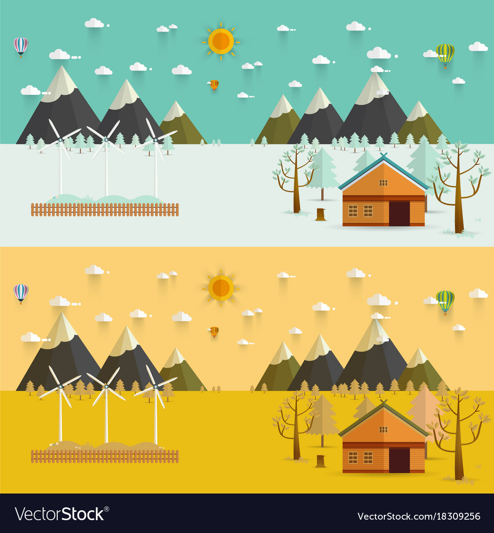 Natural landscape in flat style a beautiful Vector Image