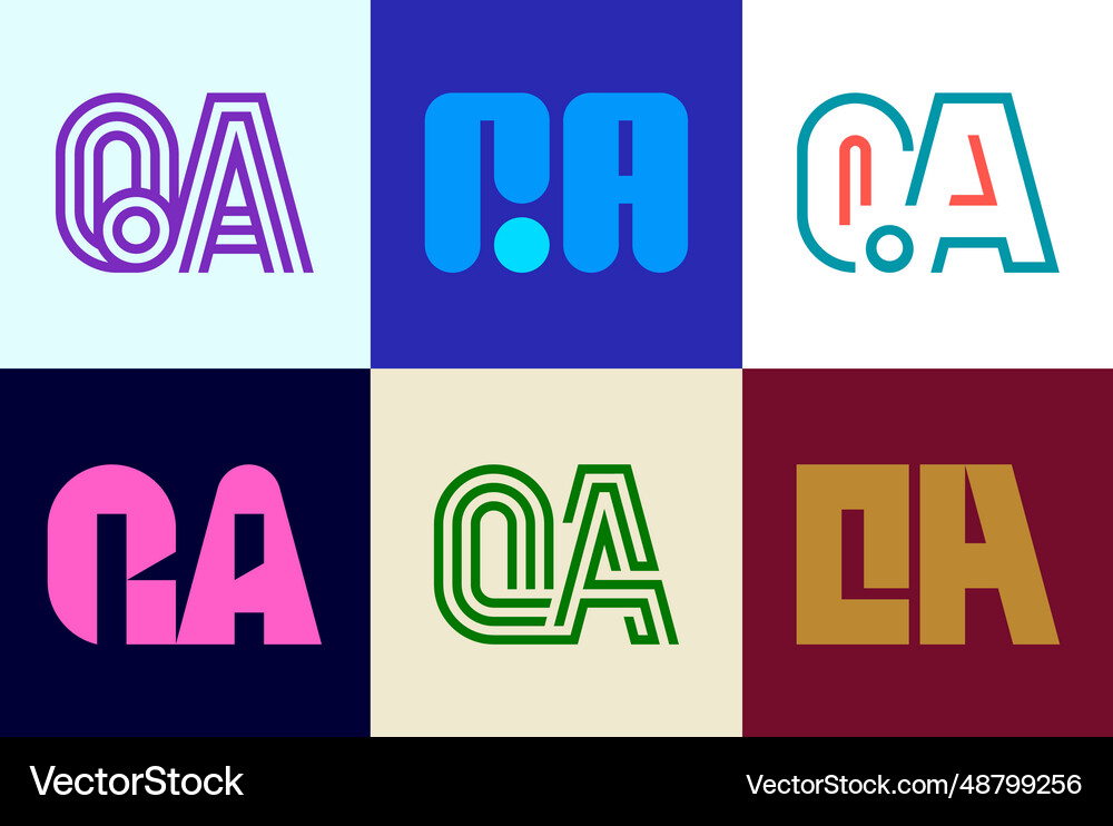 Set of letter qa logos Royalty Free Vector Image