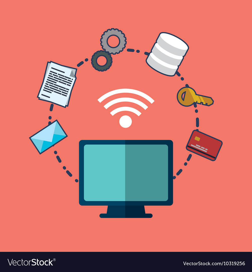 Web hosting computer design Royalty Free Vector Image