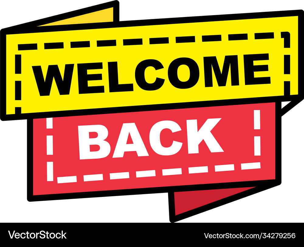 Welcome back ribbon line and fill style icon Vector Image