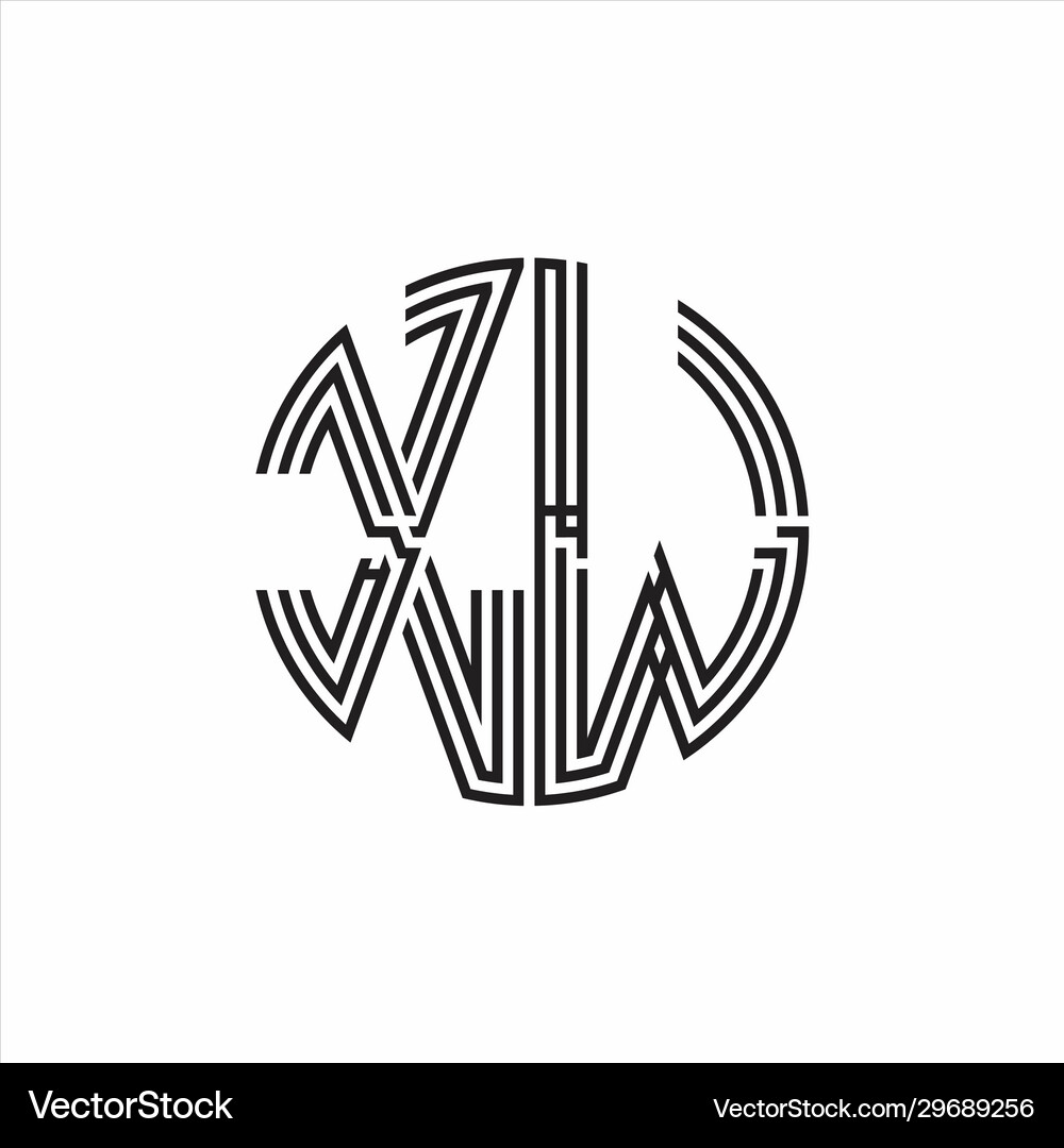 Xw logo monogram triple ribbon style line design Vector Image
