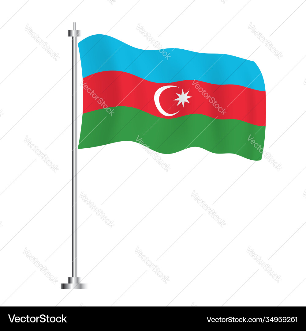 Azerbaijani flag isolated wave azerbaijan Vector Image