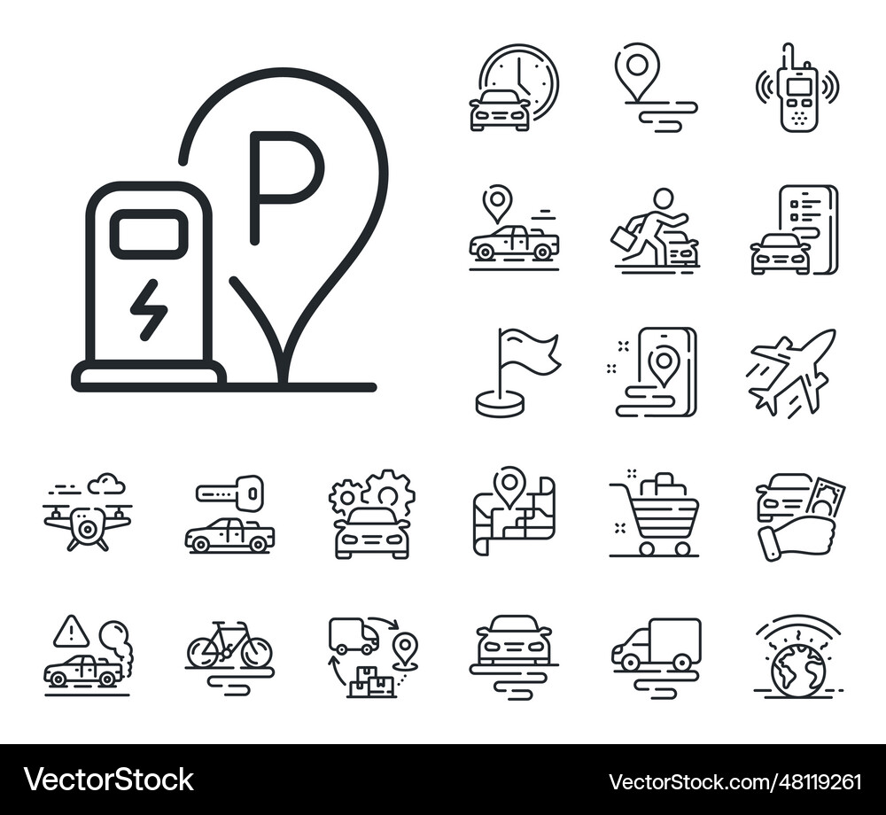 Charging station line icon car charge parking Vector Image