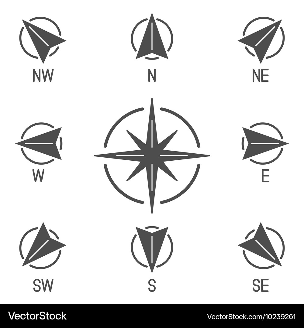 Compass Icon Set Royalty Free Vector Image - VectorStock