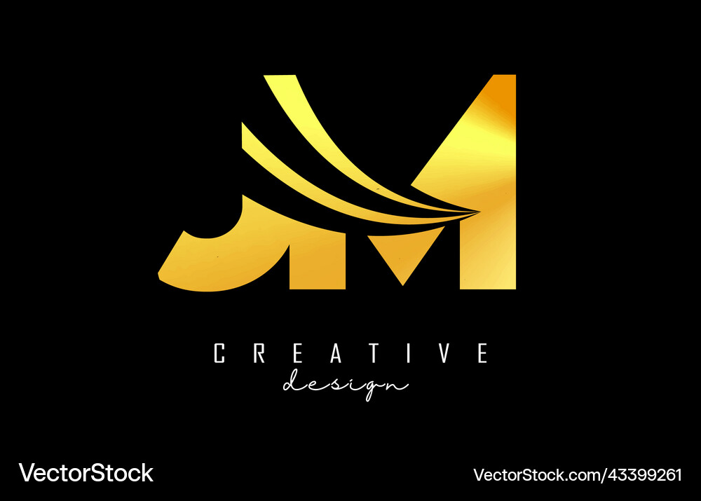 Creative golden letters jm j m logo with leading Vector Image