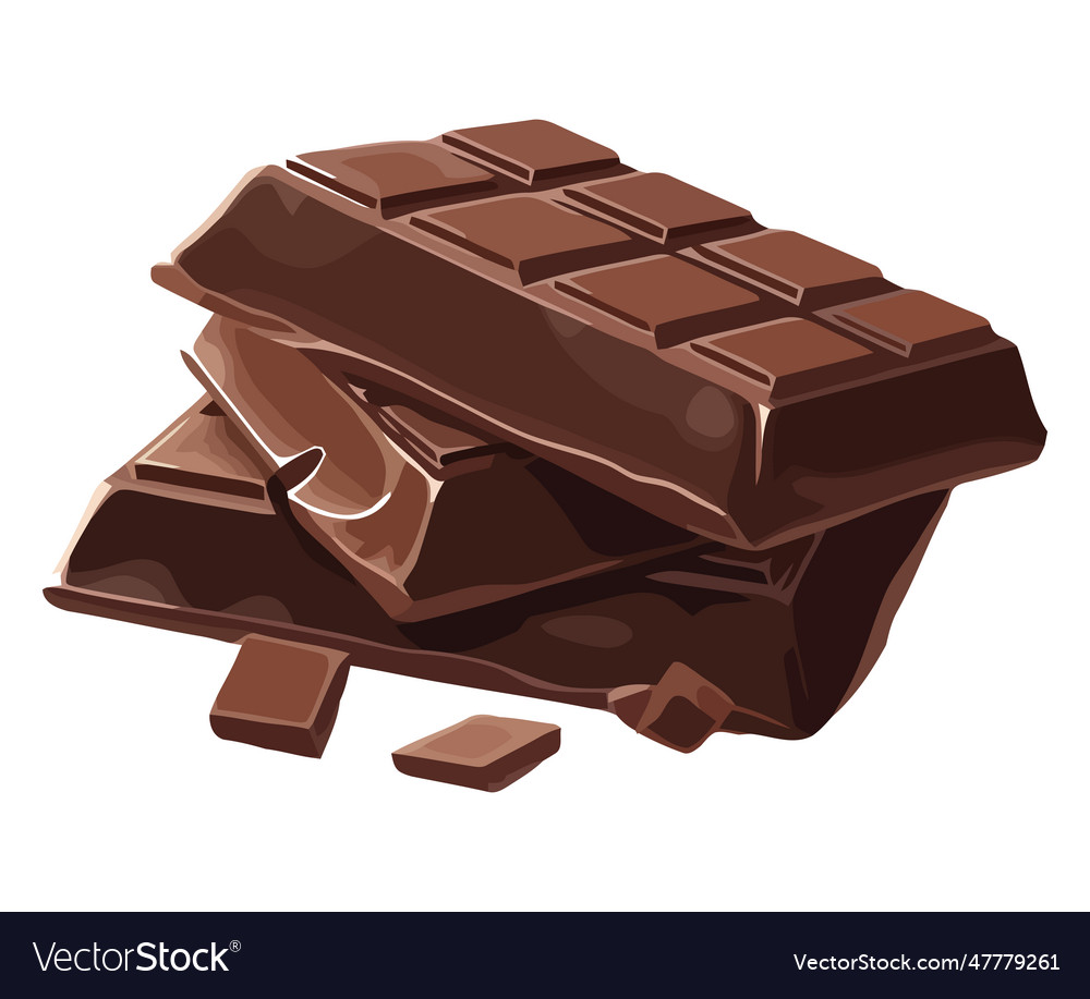 Dark chocolate stack on white background Vector Image