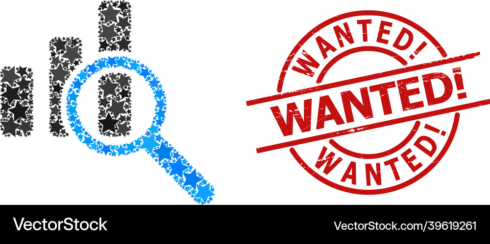 Expore bar chart star mosaic and wanted Royalty Free Vector