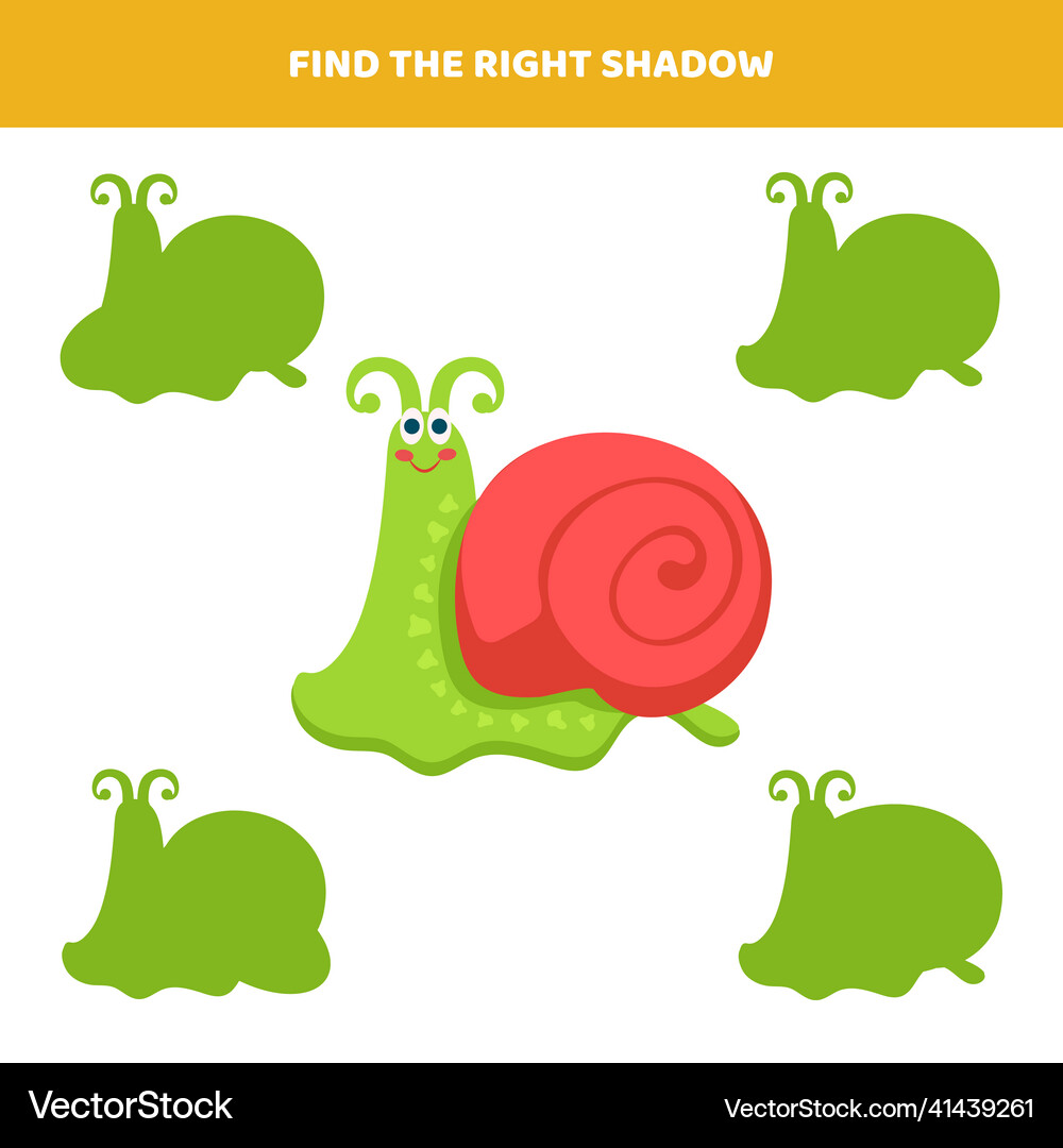 Find the right shadow for cartoon snail Royalty Free Vector
