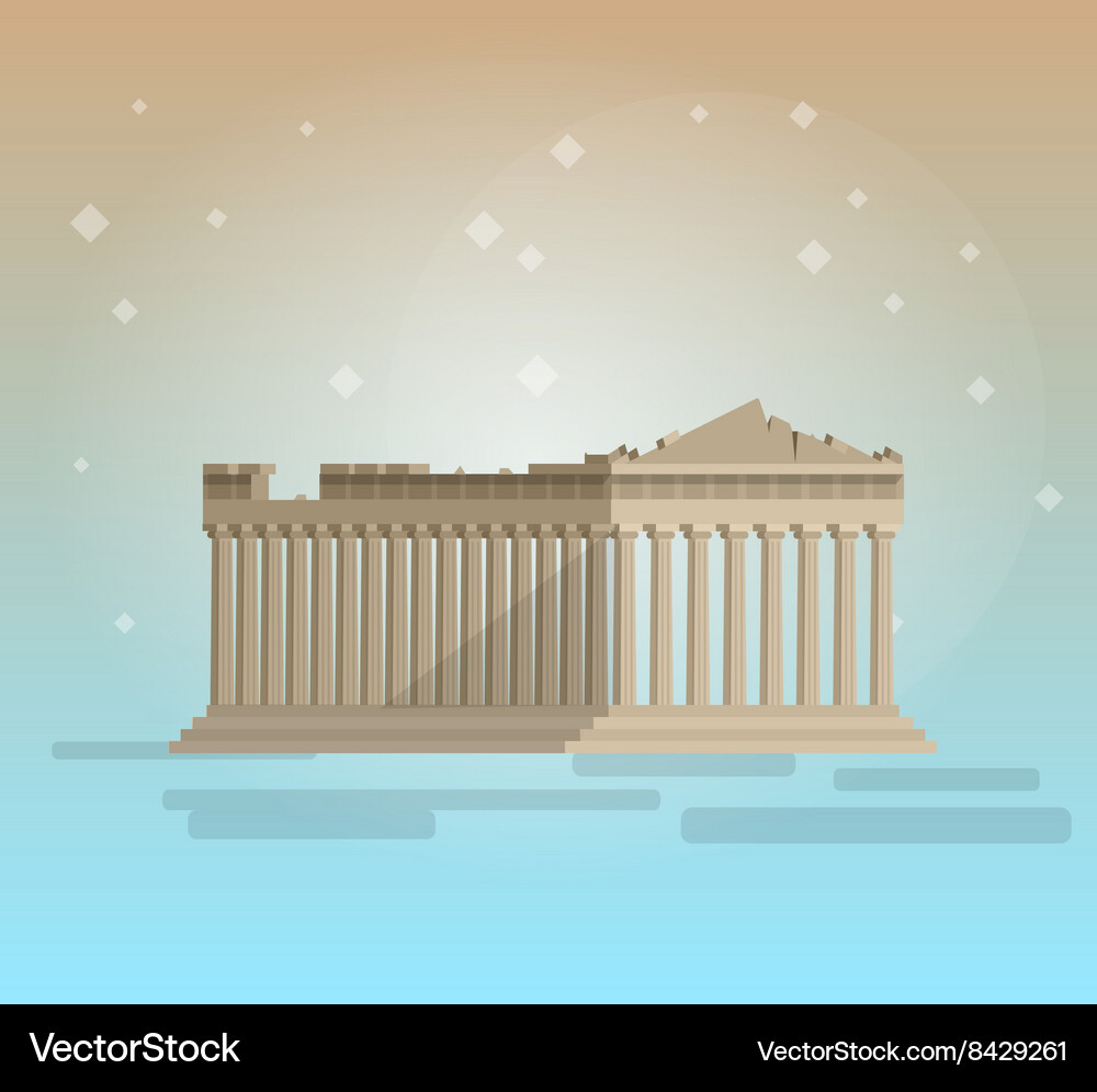Flat design of parthenon greek Royalty Free Vector Image