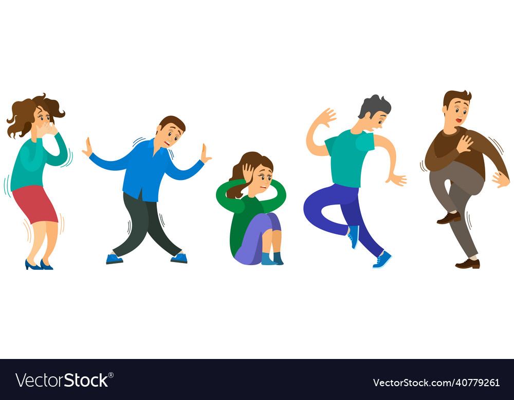 Frightened people suffering from various phobias Vector Image Frightened people suffering from various phobias Vector Image
