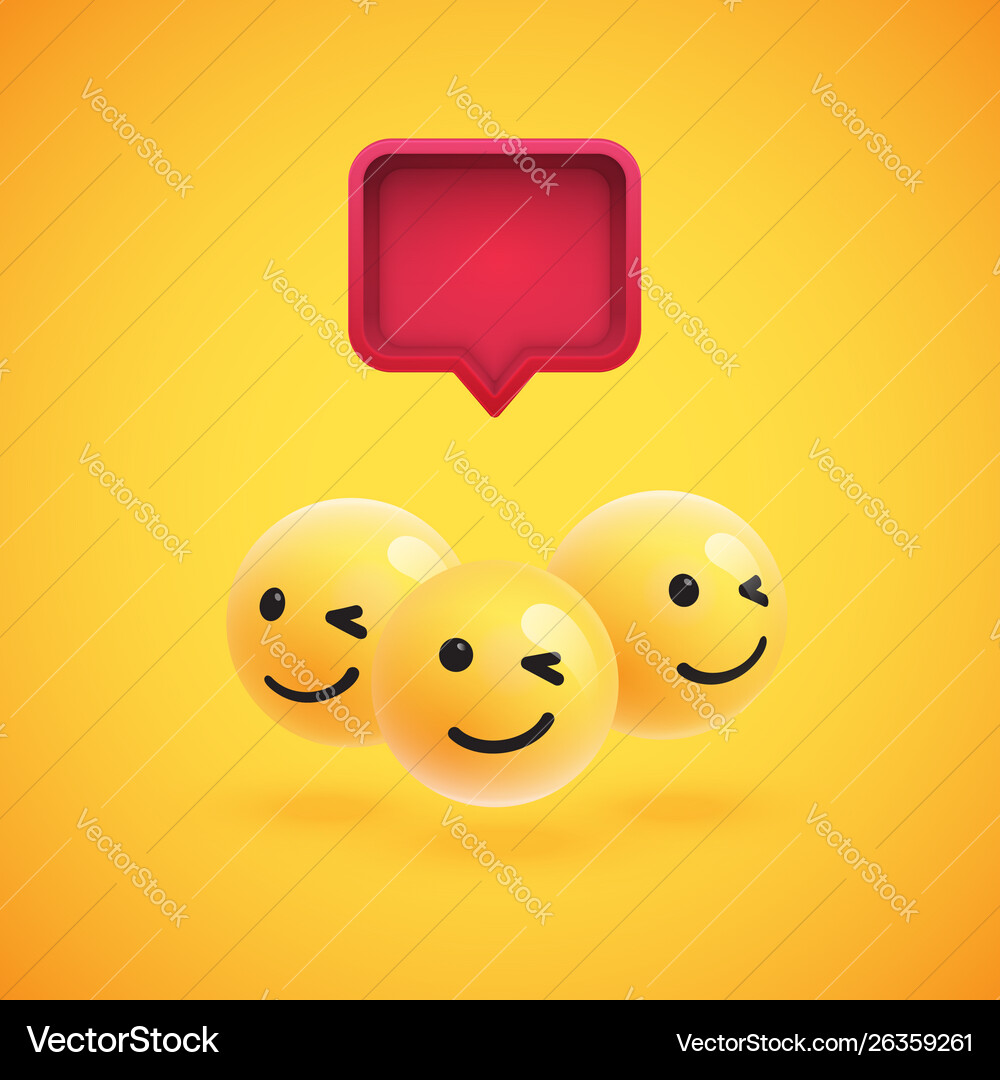 Group high detailed yellow emoticons with a 3d Vector Image