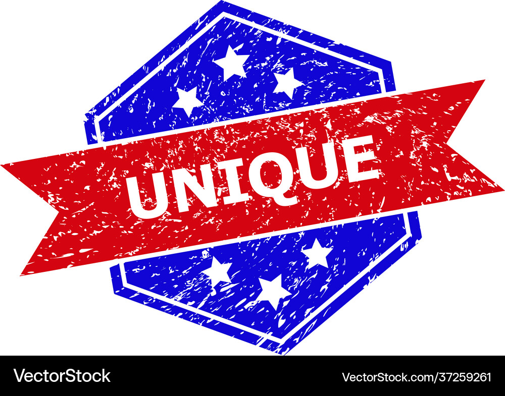 Hexagon bicolor unique watermark with distress Vector Image