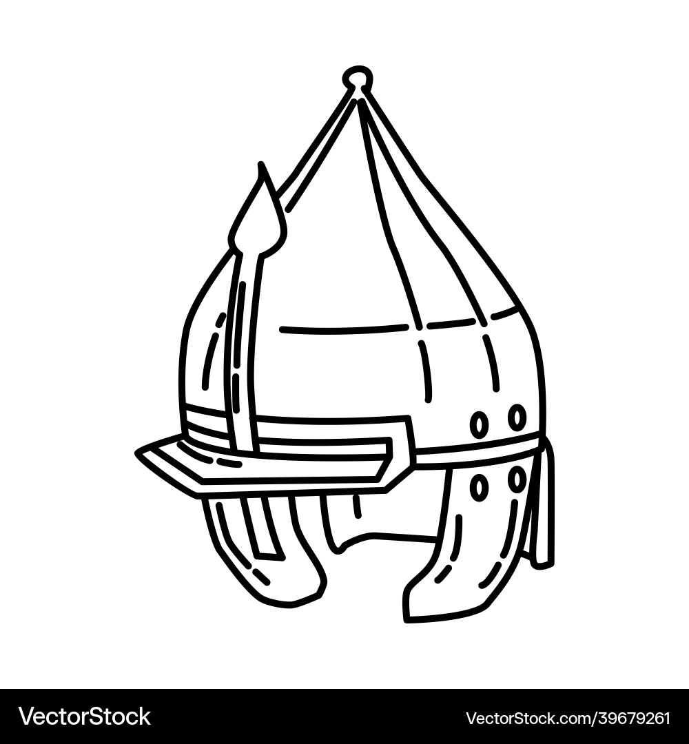 Islamic war history helmet icon doodle hand drawn Vector Image