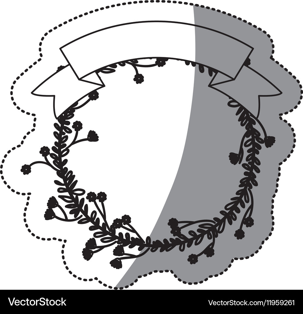 Leaves wreath with ribbon design Royalty Free Vector Image