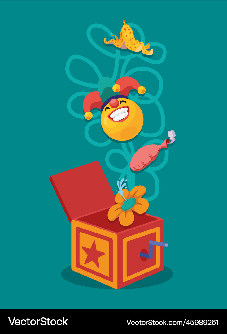 Poster surprise box with fools day Royalty Free Vector Image