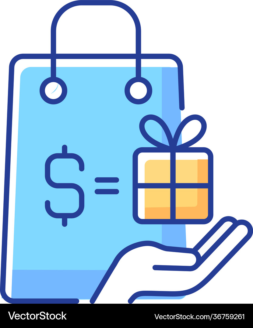 Purchase bonus blue rgb color icon Royalty Free Vector Image