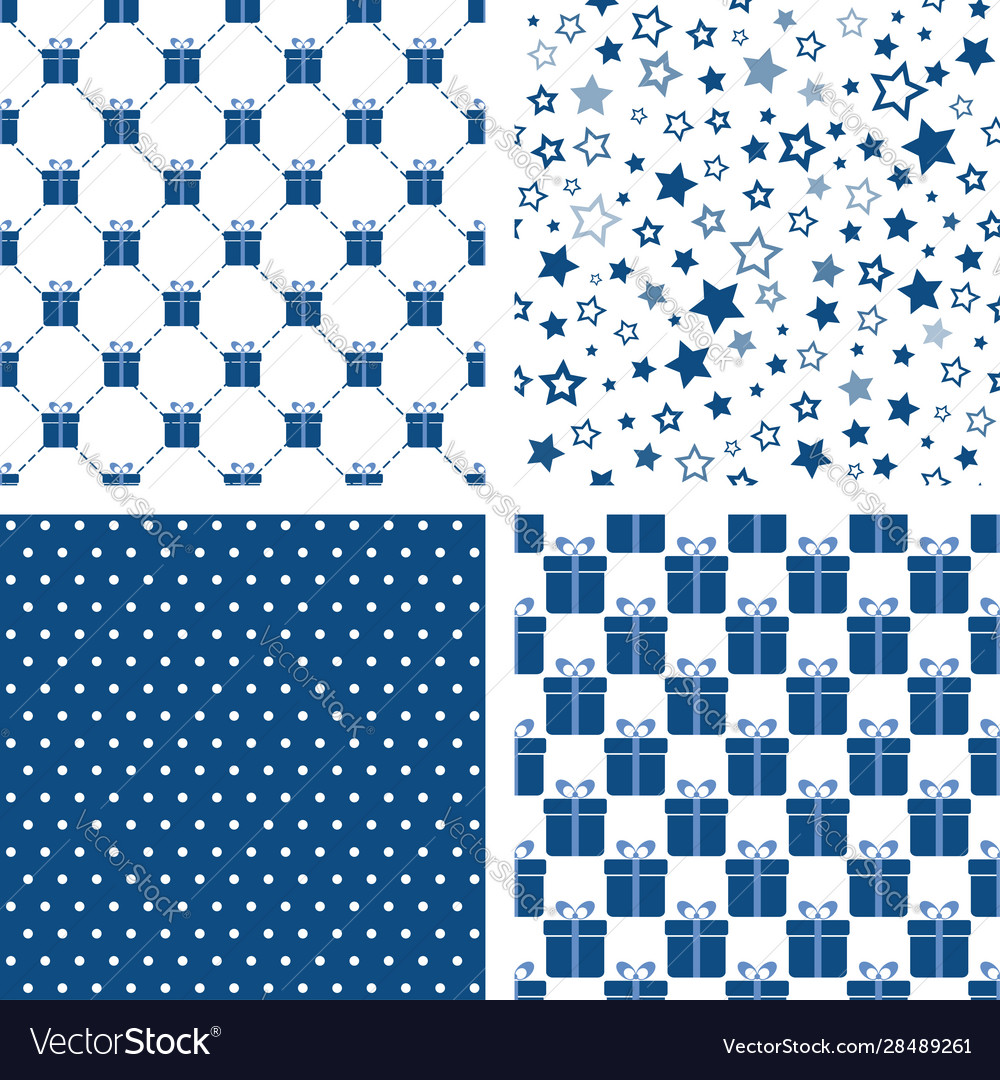 Set blue seamless patterns backgrounds Royalty Free Vector