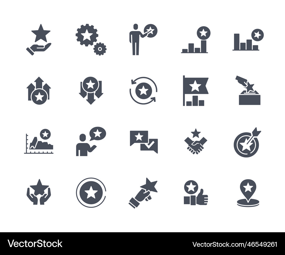Star rating icons black set Royalty Free Vector Image