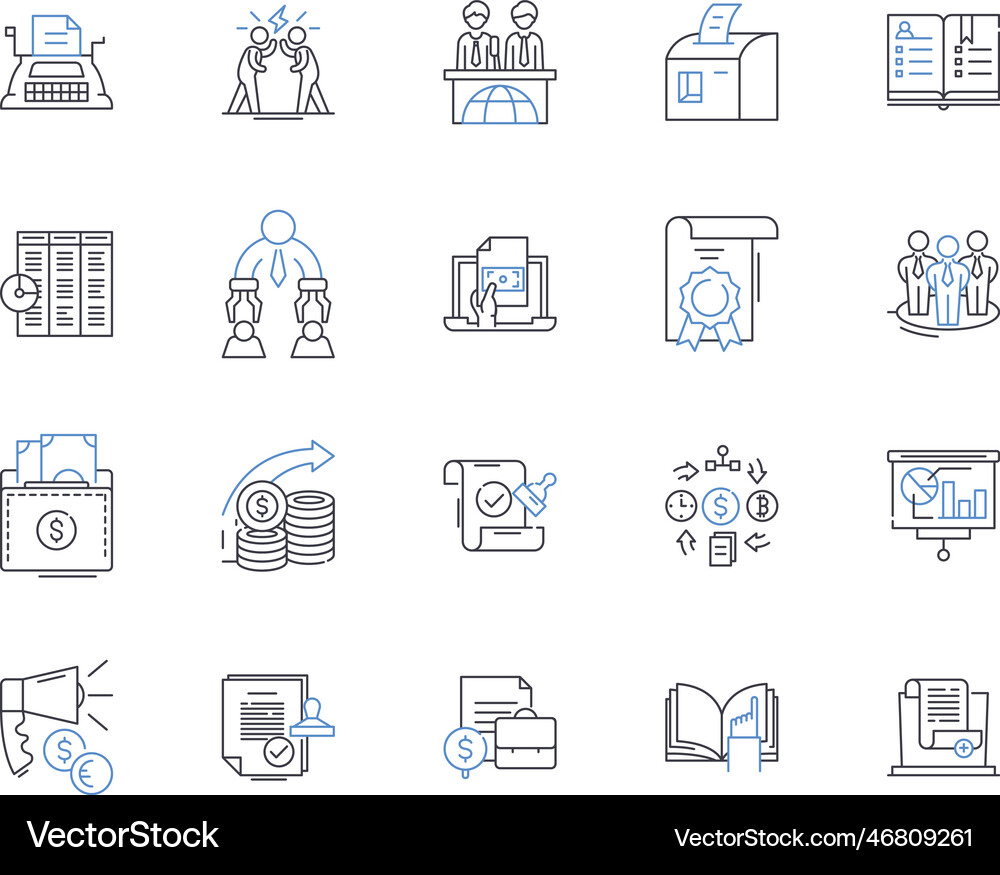 Treasury department quarters line icons collection
