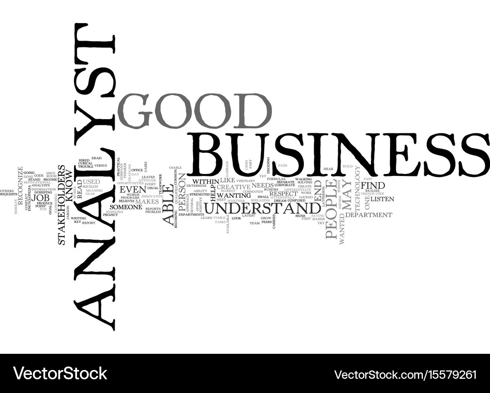 What makes a good business analyst text word Vector Image