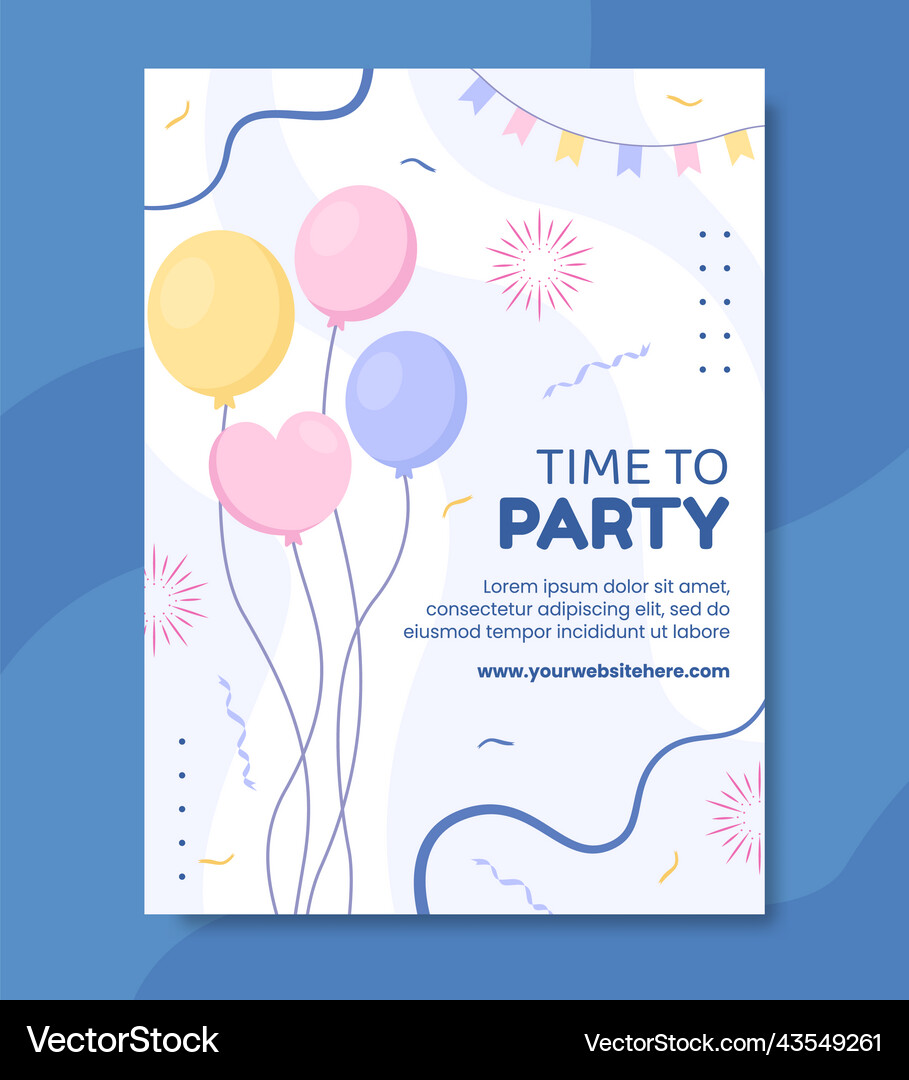 White party poster template hand drawn cartoon Vector Image