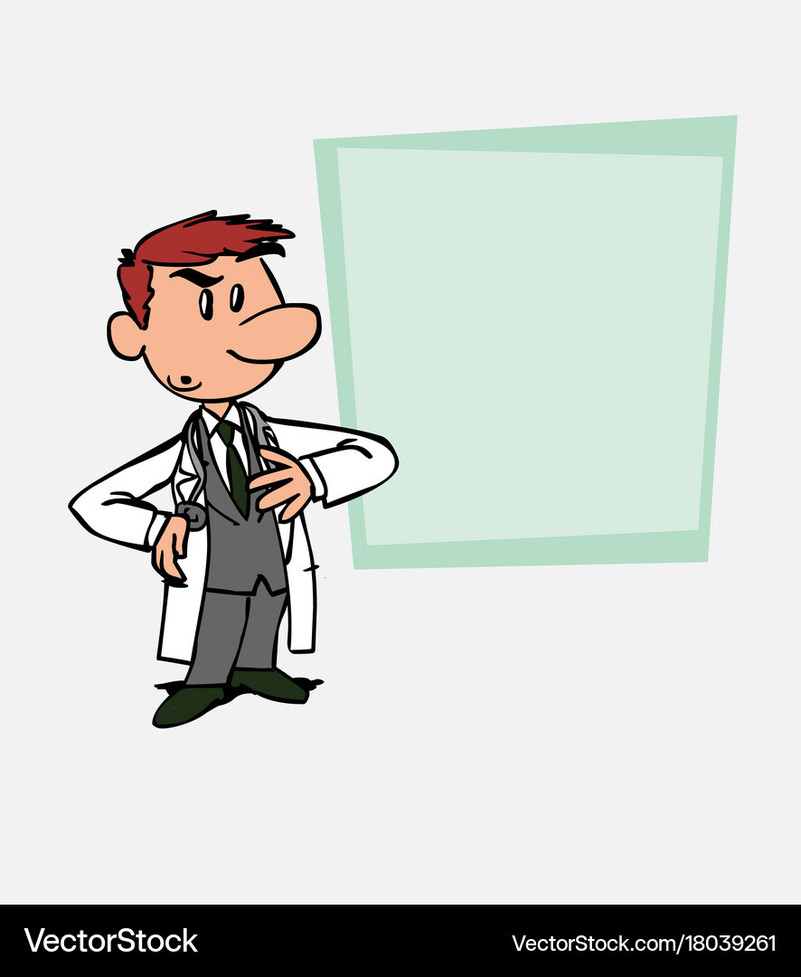 Worried white doctor is showing Royalty Free Vector Image
