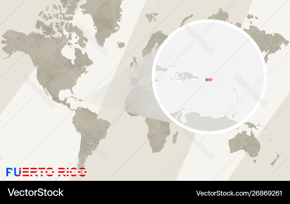 Zoom on puerto rico map and flag world map Vector Image
