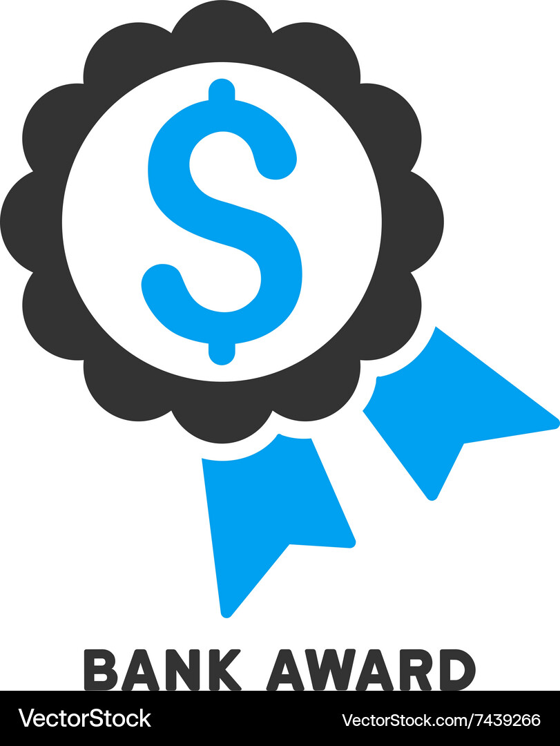 Bank award icon with caption Royalty Free Vector Image