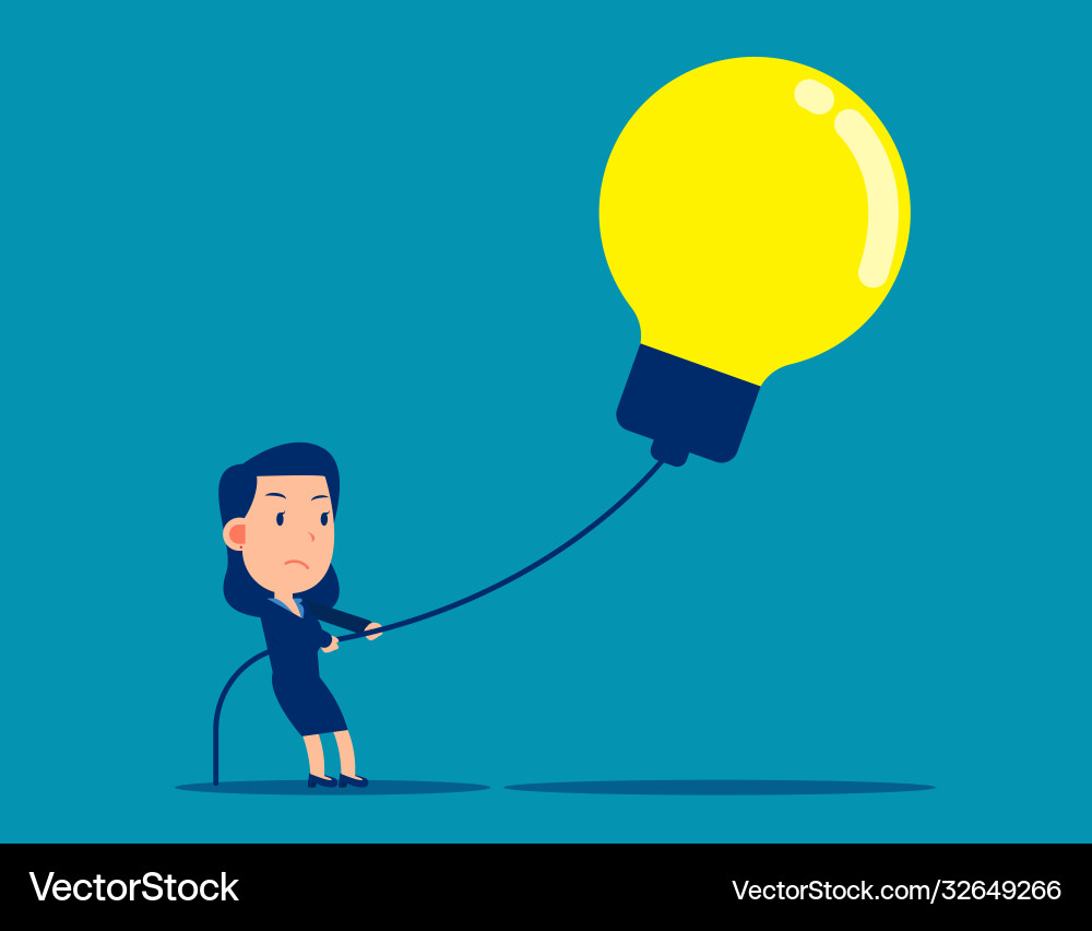 Businesswoman pulling big light bulb business Vector Image