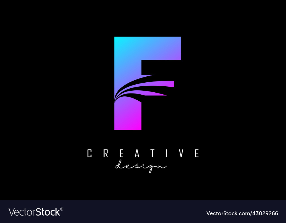 Colorful letter f logo with leading lines Vector Image