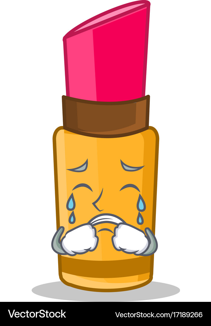 Crying lipstick character cartoon style Royalty Free Vector
