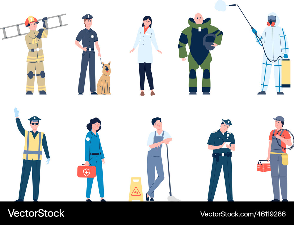 Emergency characters team doctors and ambulance Vector Image