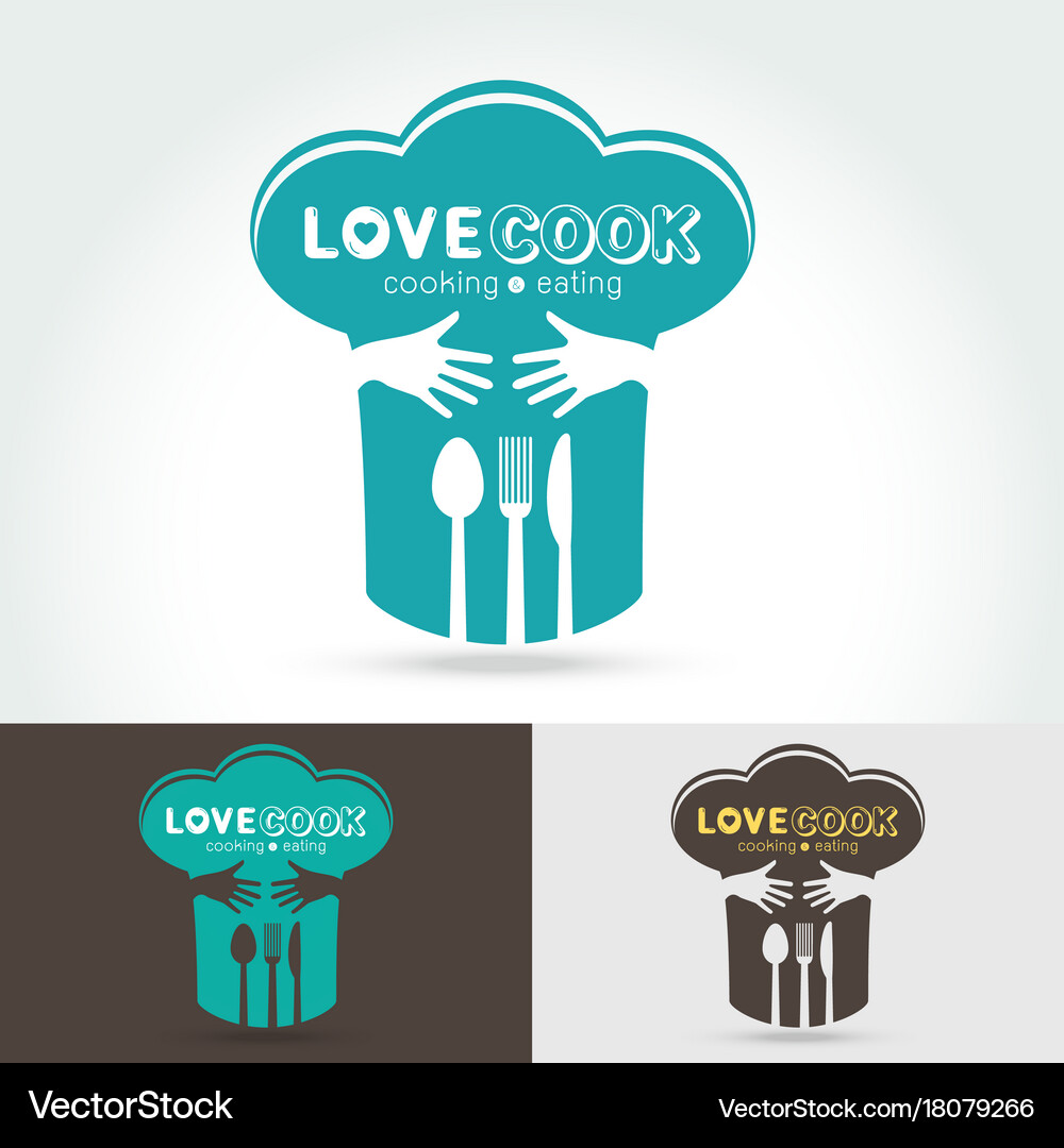 Hug and love cooking logo Royalty Free Vector Image