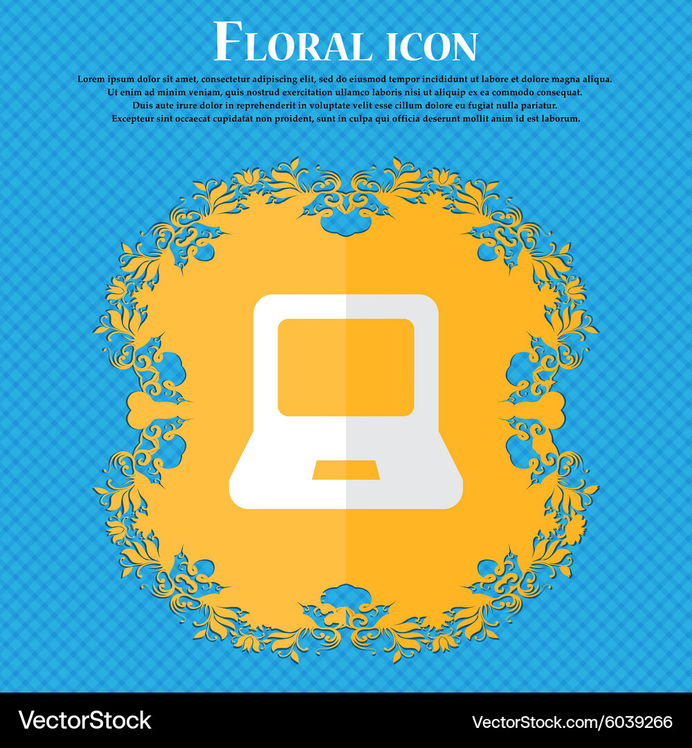 Laptop floral flat design on a blue abstract Vector Image