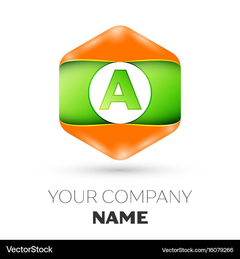 Letter a logo in the colorful hexagonal Royalty Free Vector