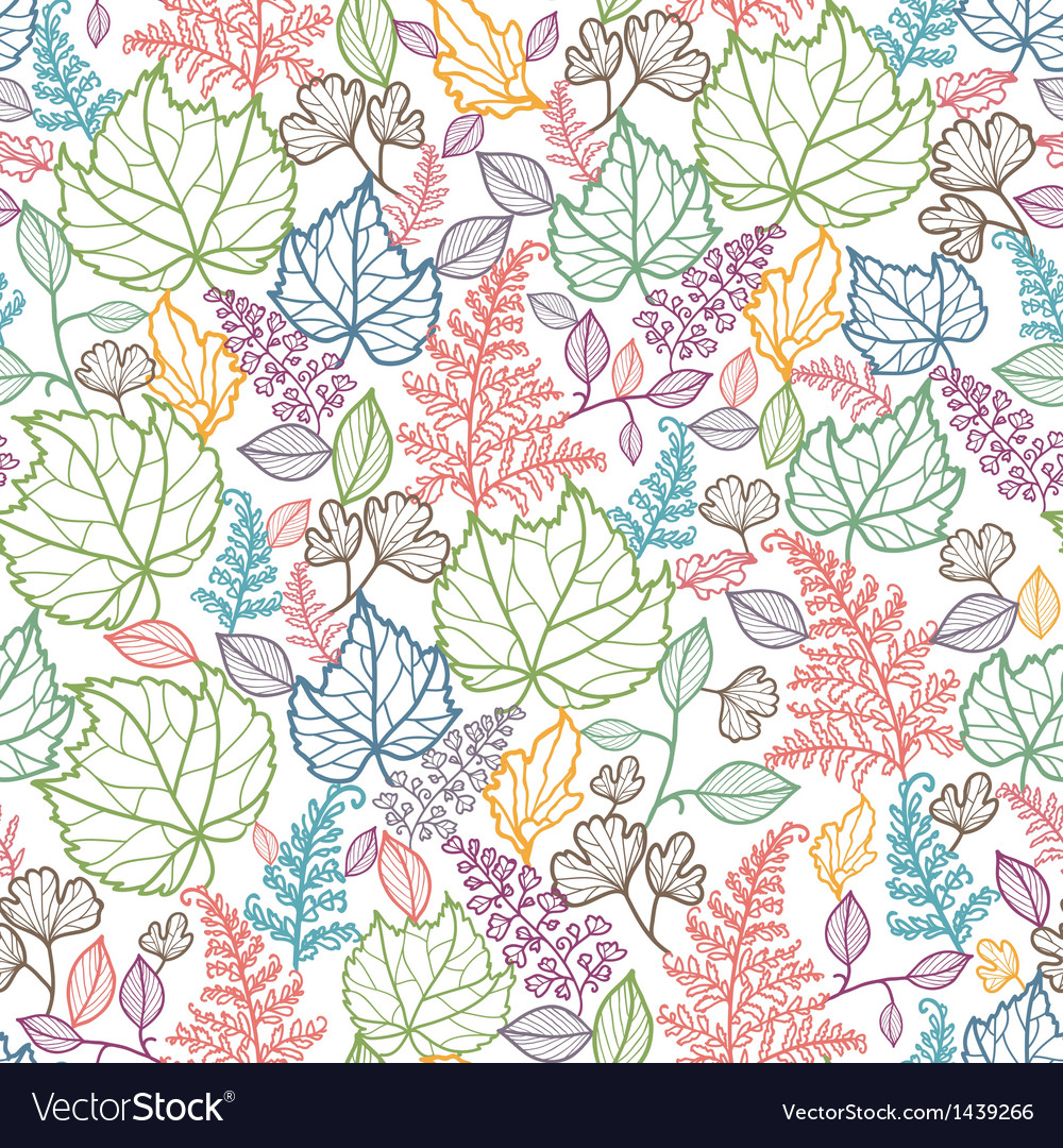 Line art leaves seamless pattern background Vector Image