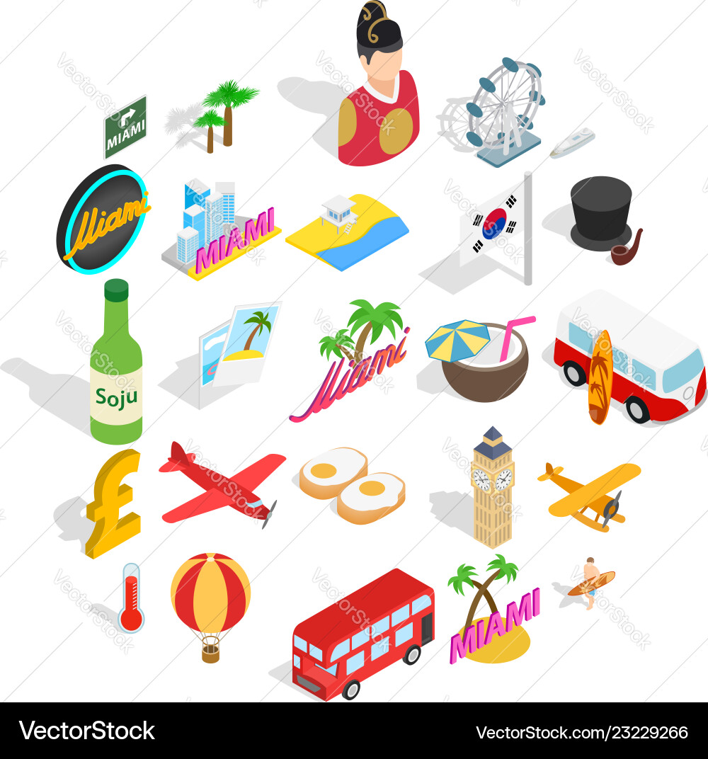 Memorial place icons set isometric style Vector Image