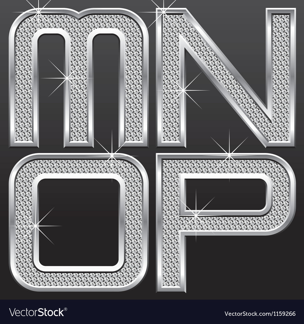 Metal diamond letters and numbers 04 Royalty Free Vector