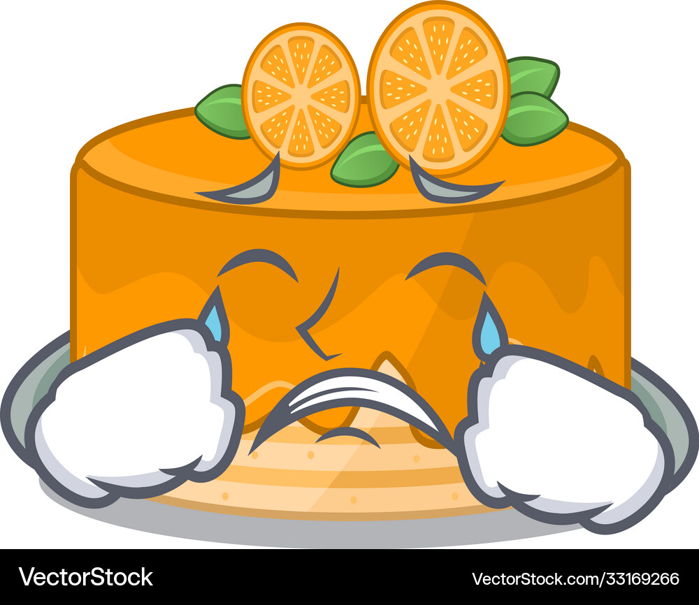 Orange cake cartoon character concept with a sad Vector Image