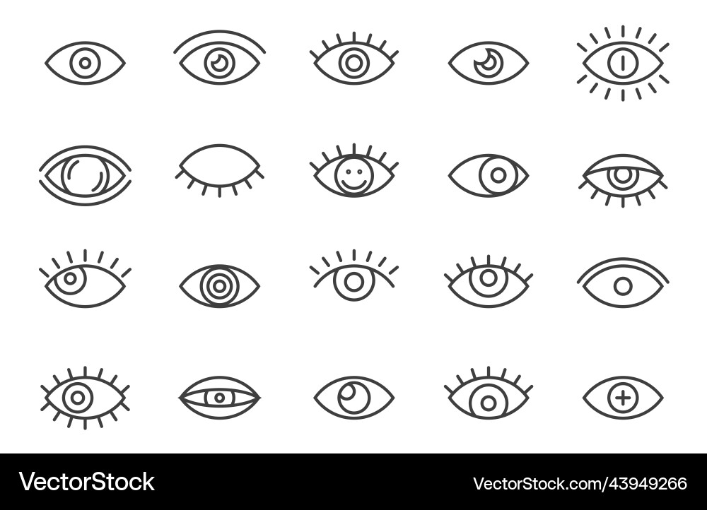 Outline eye icons simple thin line eyeball Vector Image