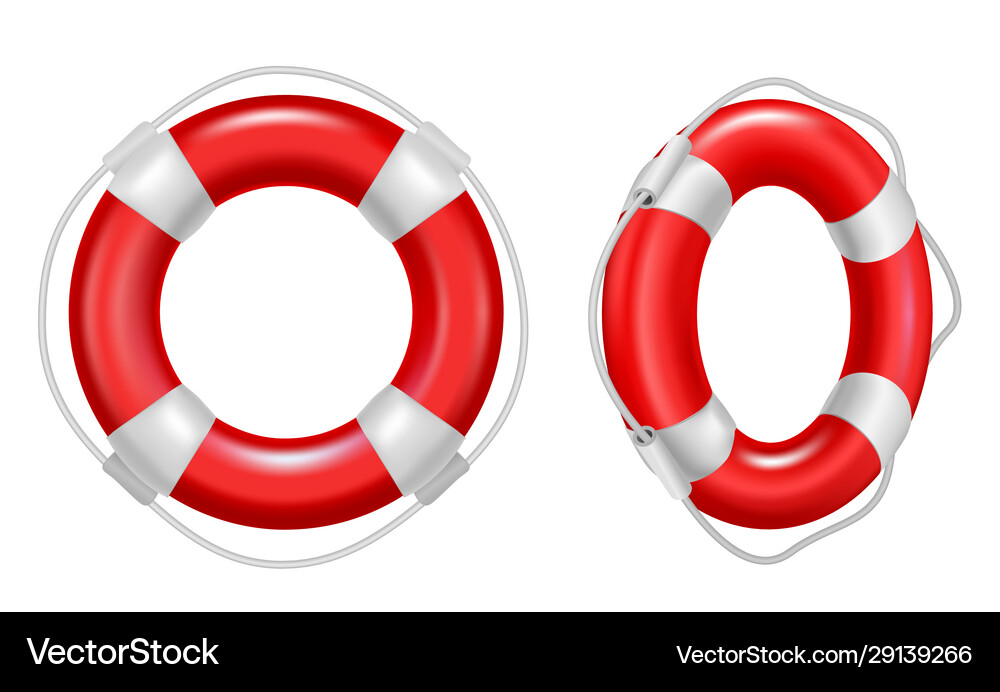 Realistic detailed 3d lifebuoy ring set Royalty Free Vector