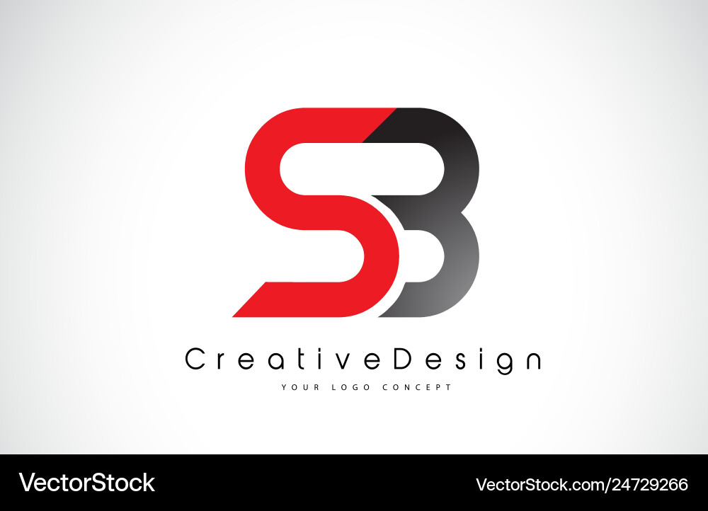 Red and black sb s b letter logo design creative Vector Image