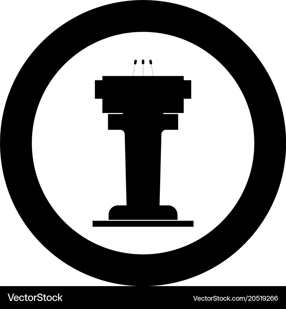 Rostrum with three microphone icon black color Vector Image