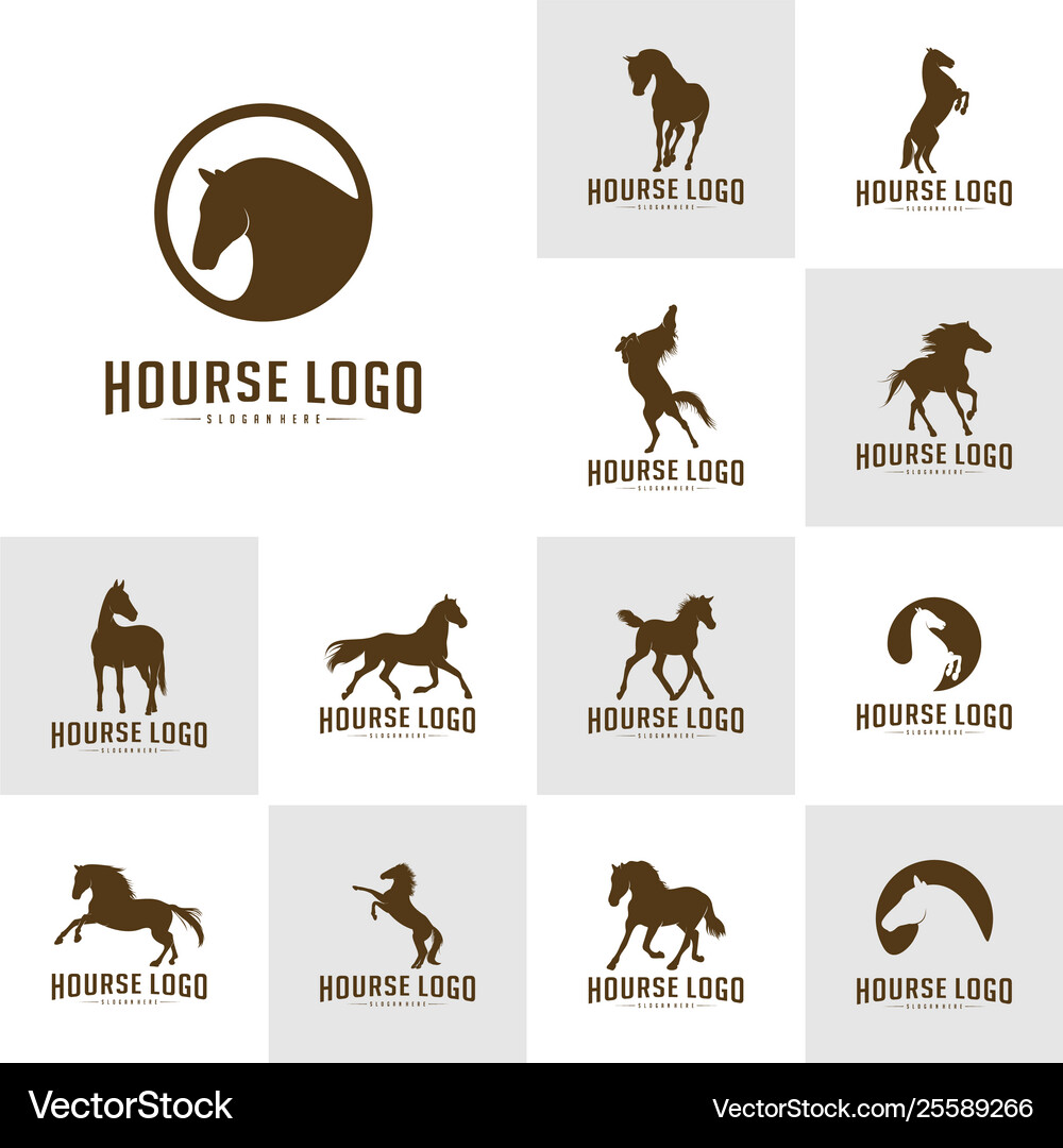 Set horse logo design icon symbol Royalty Free Vector Image