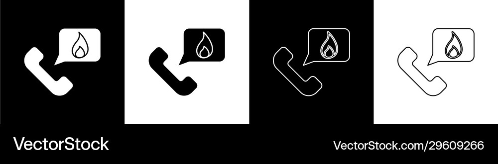 Set telephone with emergency call 911 icon Vector Image