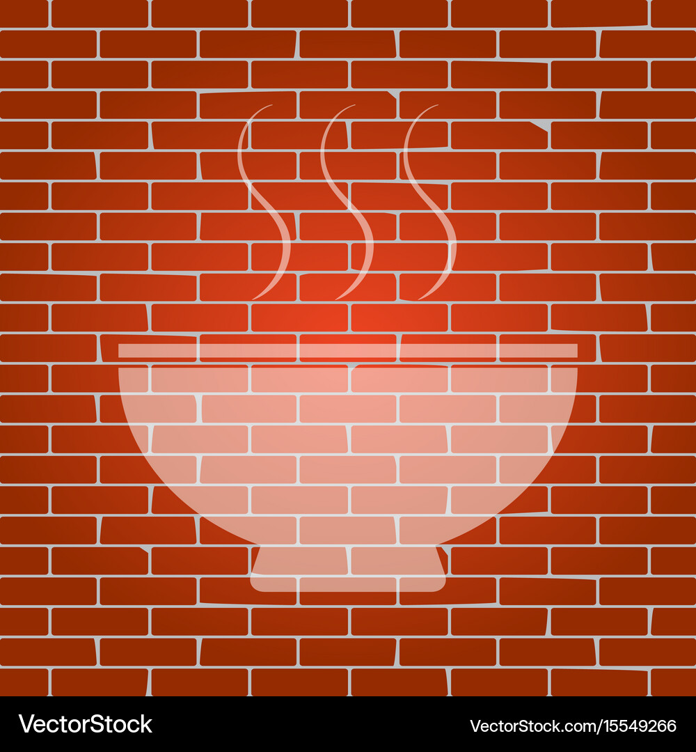 Soup sign whitish icon on brick wall Royalty Free Vector