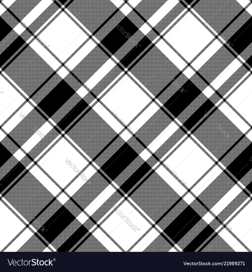 Black white plaid seamless pixel pattern Vector Image
