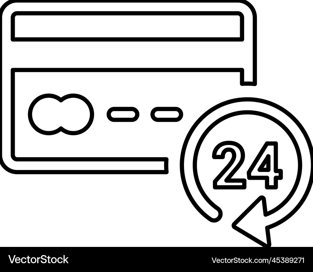 Card clock hour outline icon line art Royalty Free Vector