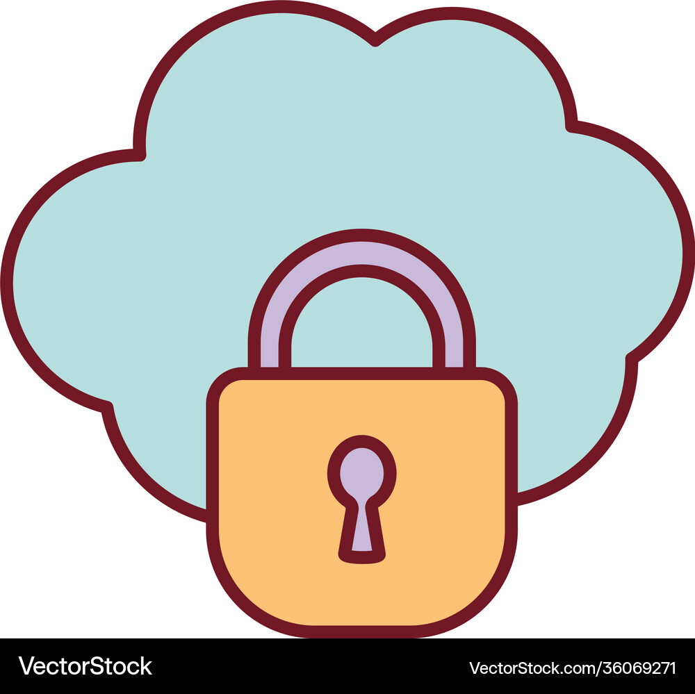 Cloud with a padlock on white background Vector Image